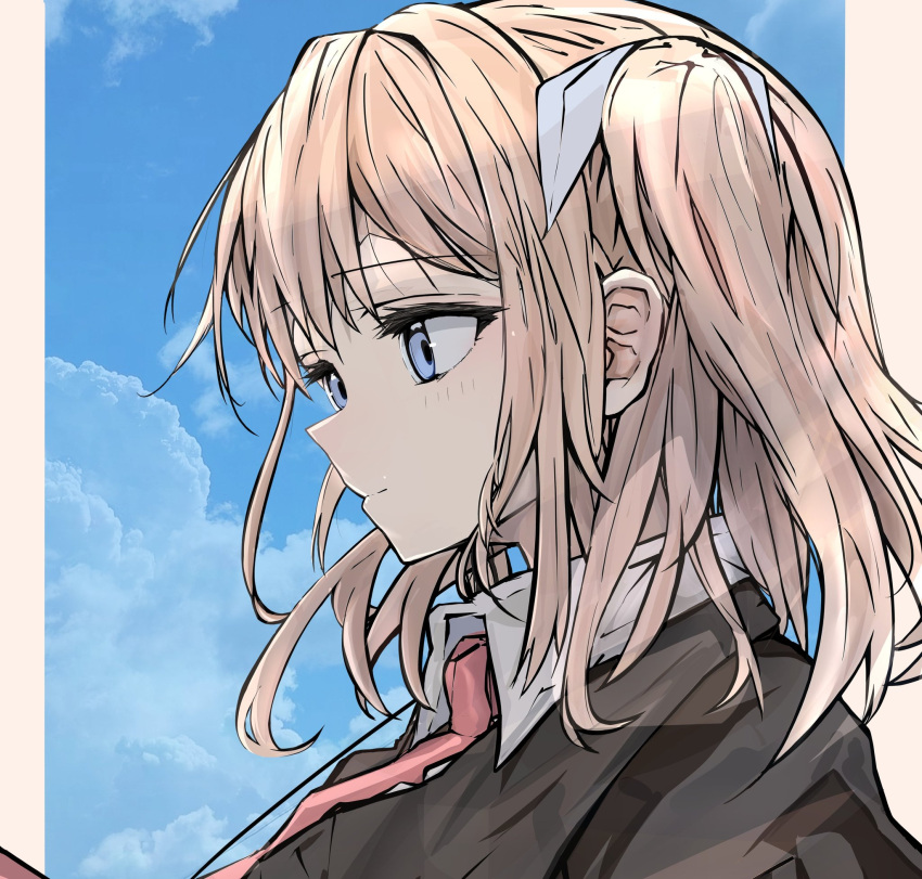 Safebooru - 1girl blonde hair blue eyes blue sky close-up closed mouth ...