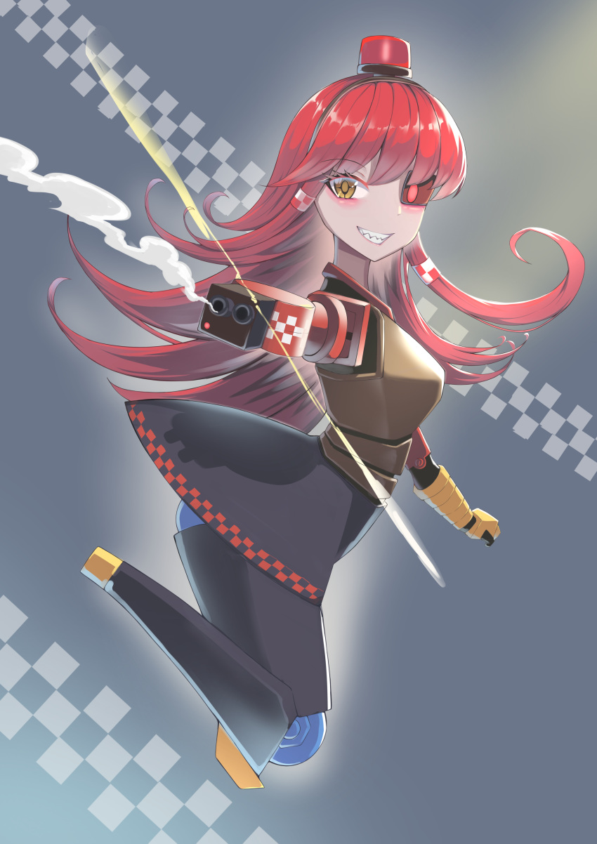 Safebooru - 1girl absurdres alarm siren arm cannon black skirt borrowed ...