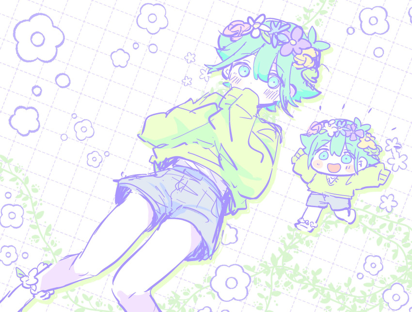 Safebooru - 1boy basil (headspace) (omori) basil (omori) blue shorts ...