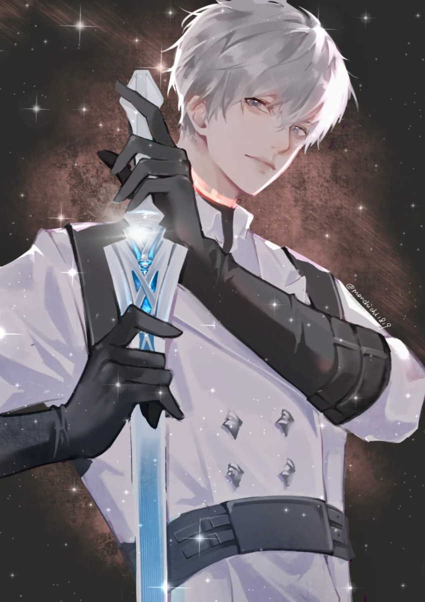 Safebooru - 1boy black gloves blue eyes closed mouth elusive sadie ...