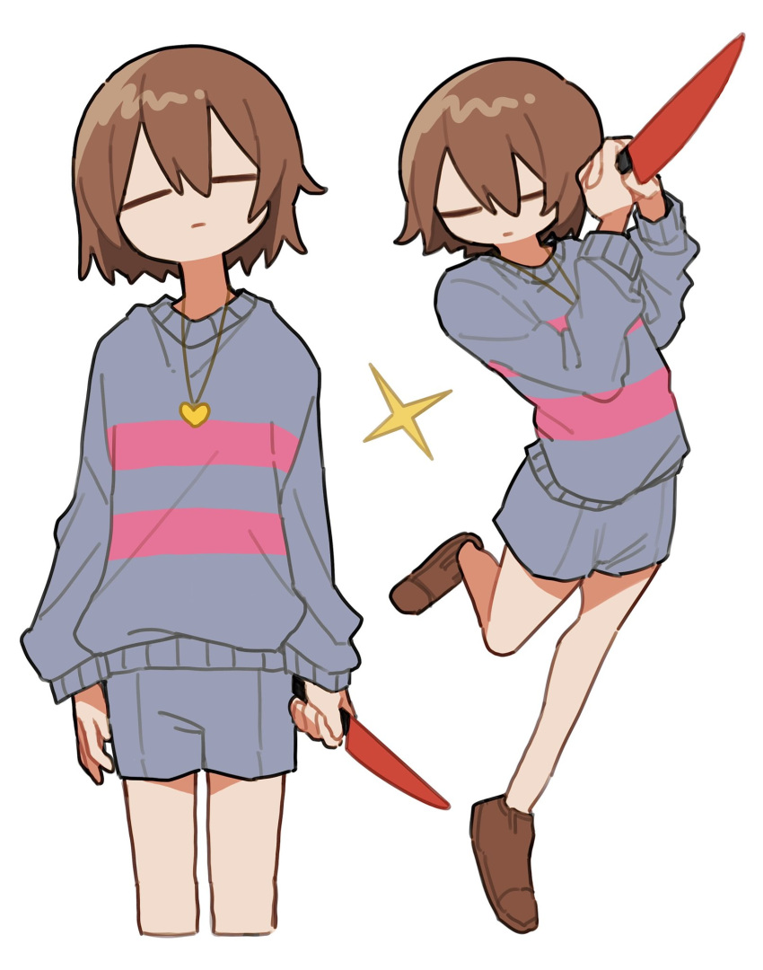Safebooru - 1other blue shorts blue sweater brown hair closed eyes ...
