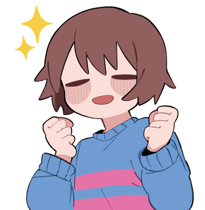 Safebooru - 1other absurdres blue sweater blush stickers brown hair ...