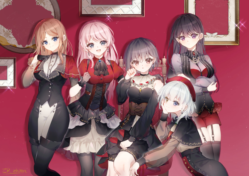 Safebooru - 5girls :d absurdres amoris (bang dream!) artist name ascot ave mujica (bang dream ...