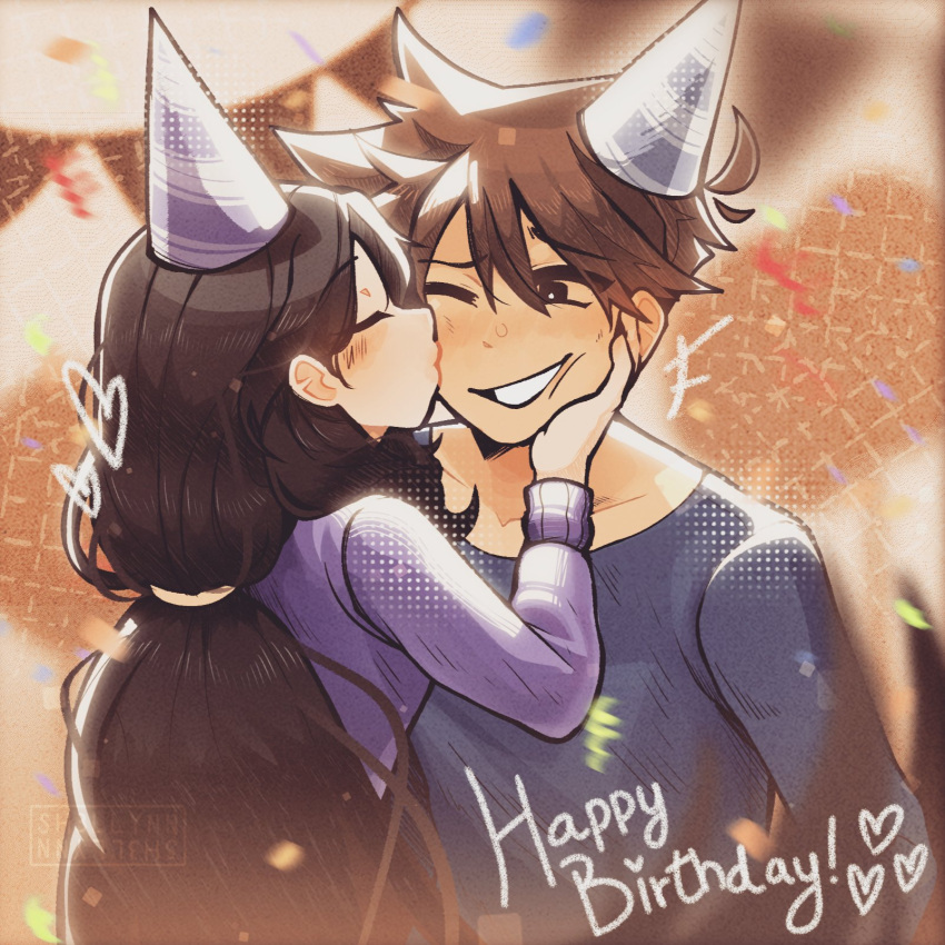 Safebooru - 1boy 1girl alternate costume alternate hairstyle artist name black eyes black hair ...