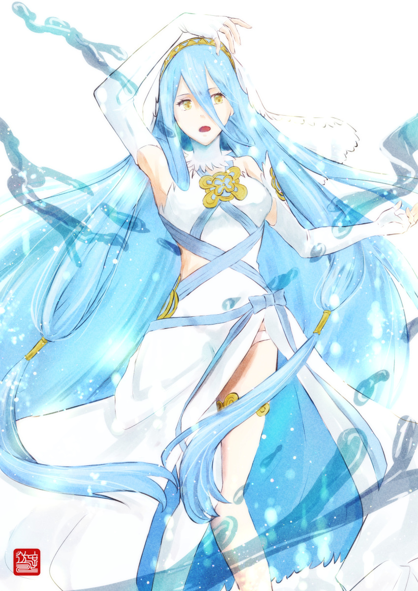 Safebooru - 1girl absurdres azura (fire emblem) blue hair fingerless gloves fire emblem fire ...