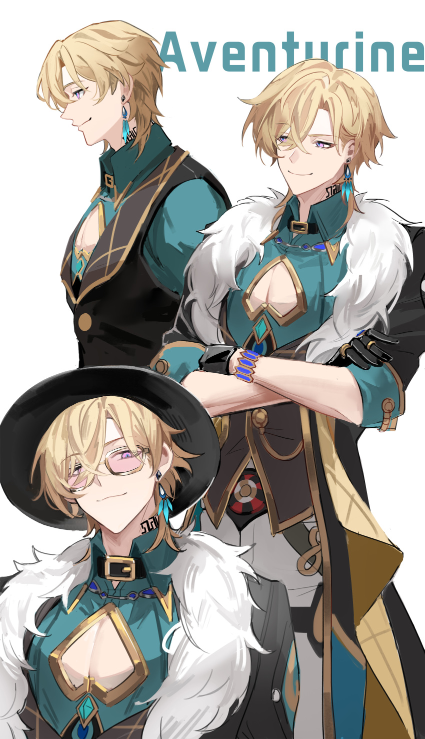 Safebooru - 1boy 625light absurdres aventurine (honkai: star rail) belt black belt black choker ...