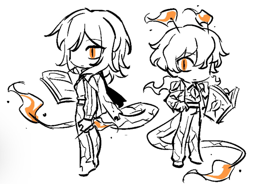 Safebooru - 1boy 1girl 9:2 (e.g.o) antennae book chibi e.g.o (project ...