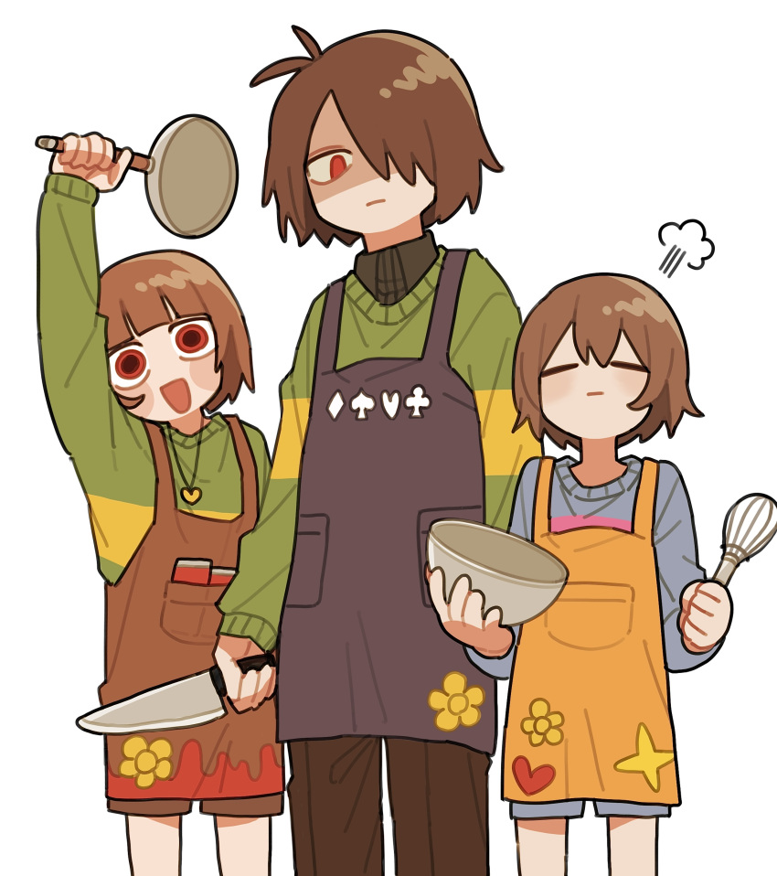 Safebooru - 3others :d :| = = absurdres androgynous antenna hair apron ...