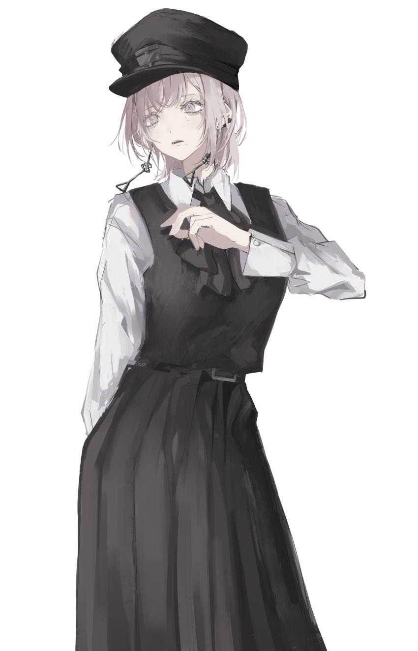 Safebooru - 1girl absurdres black dress black hat black ribbon chainsaw man collared shirt dress ...