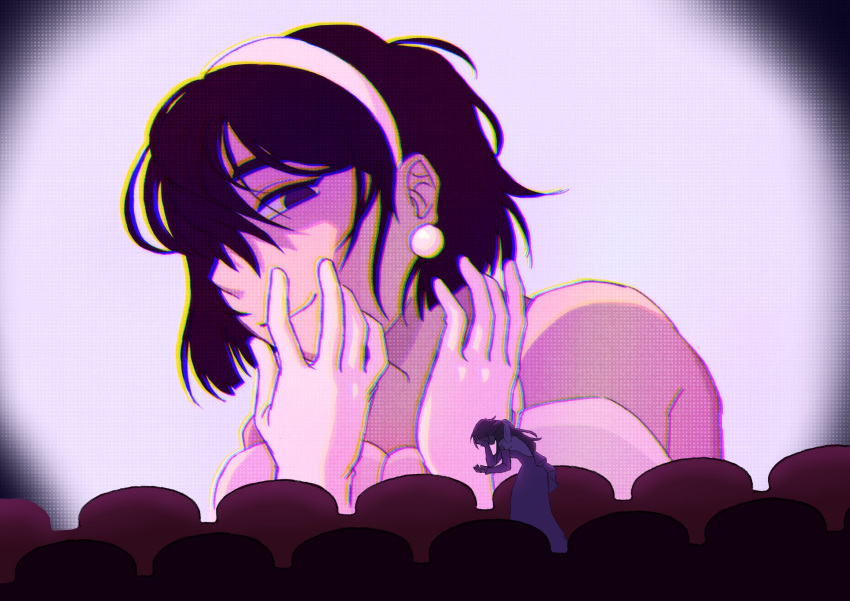 Safebooru - 2girls alien stage bare shoulders black hair closed mouth ...