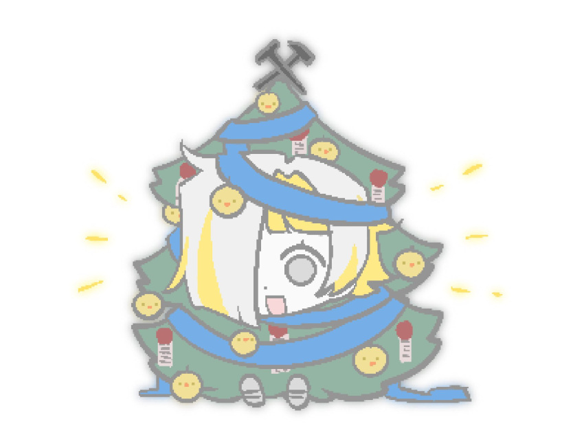 Safebooru - 1girl chibi christmas tree full body grey eyes hair over ...