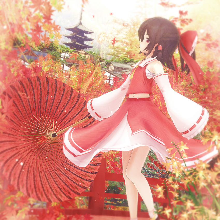 Safebooru - 1girl absurdres architecture ascot bow breasts brown hair ...