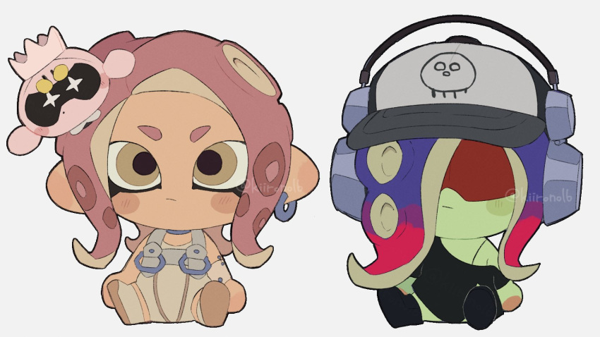 Safebooru - 2girls agent 8 (splatoon) blush stickers chibi dedf1sh ...