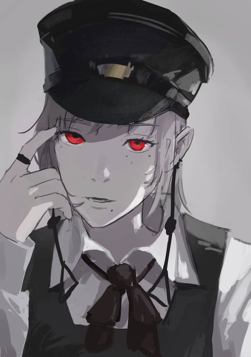 Safebooru - 1girl absurdres black dress black hat black ribbon chainsaw man collared shirt dress ...