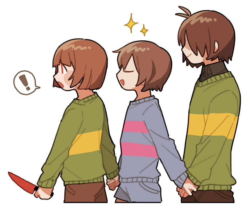 Safebooru - ! 3others :o androgynous antenna hair blue sweater brown ...