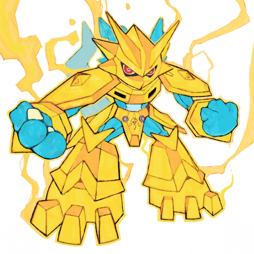 Safebooru - analog boy02 armor aura blue skin clenched hands colored ...