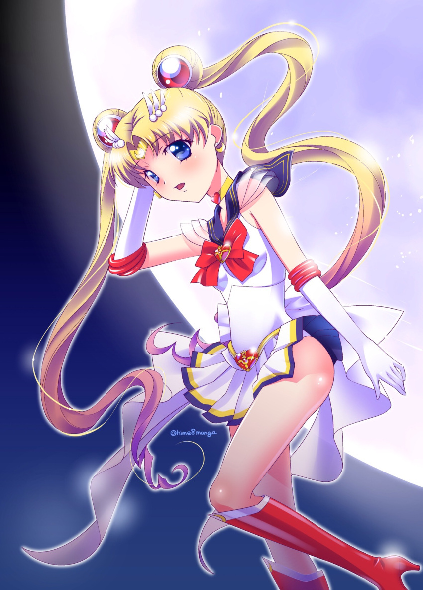 Safebooru - 1girl bishoujo senshi sailor moon blonde hair blue eyes blue sailor collar boots ...
