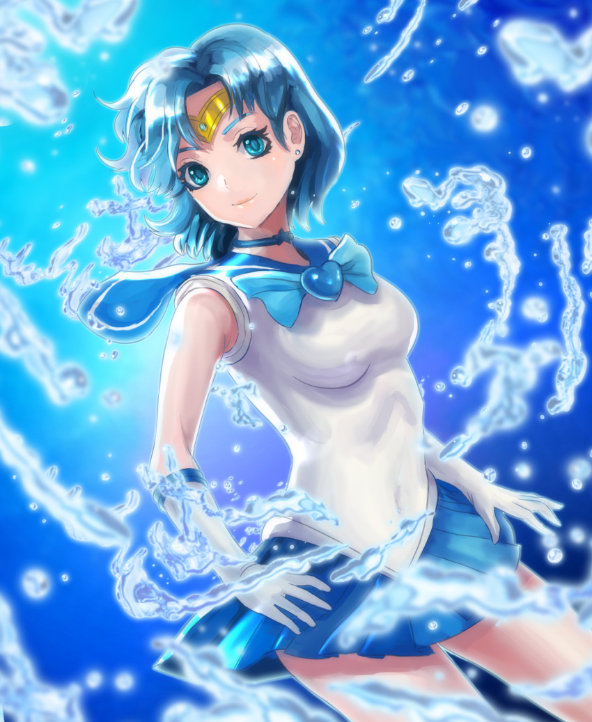 Safebooru - 1girl bishoujo senshi sailor moon blue bow blue eyes blue hair blue neckwear blue ...