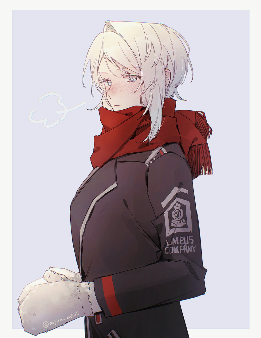 Safebooru - 1girl aojiru oisiiiii black jacket blue eyes blush closed mouth faust (project moon ...