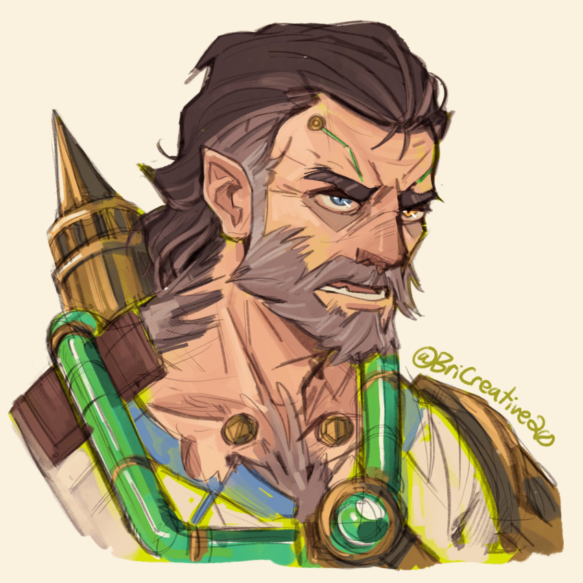 Safebooru - 1boy angry arcane: league of legends artist name beard blue ...