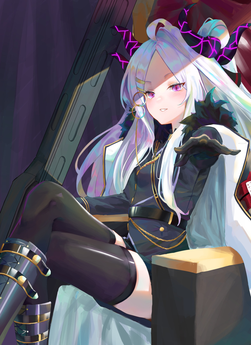 Safebooru - 1girl absurdres ahoge belt black belt black coat black footwear black gloves black ...