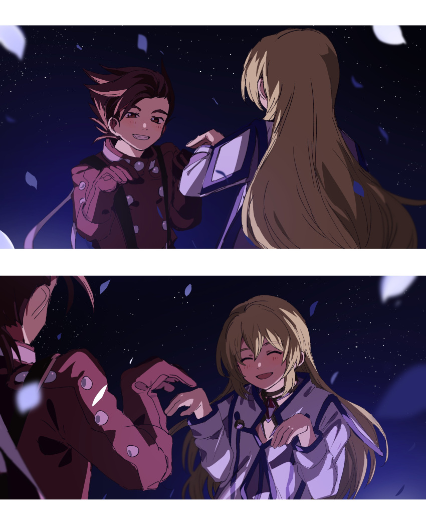 Safebooru - 1boy 1girl absurdres aemono (lemolemo lmn) ankle boots blonde hair blue eyes blush ...