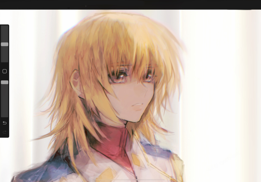 Safebooru - 1girl art program in frame blonde hair cagalli yula athha grey background gundam ...