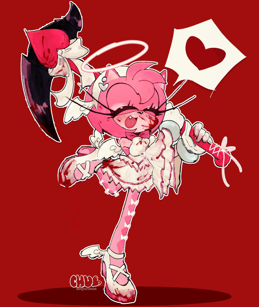 Safebooru - 1girl :d alternate costume amy rose amyurimas angel wings animal ears animal nose ...