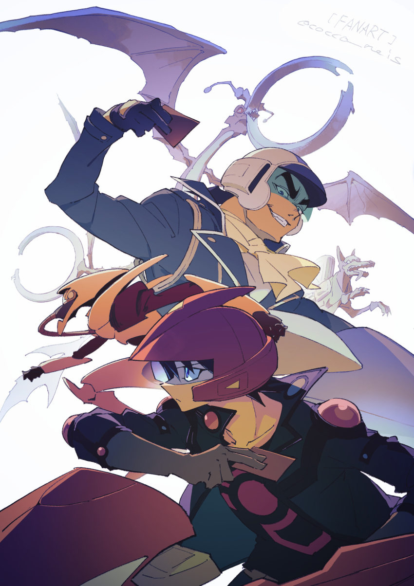 Safebooru - 2boys black gloves black shirt blue visor brown gloves card ...