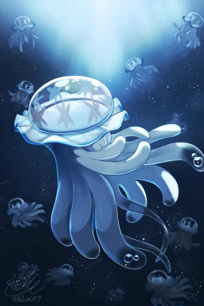 Safebooru - animal focus artist name blue background blue theme bubble commentary request from ...