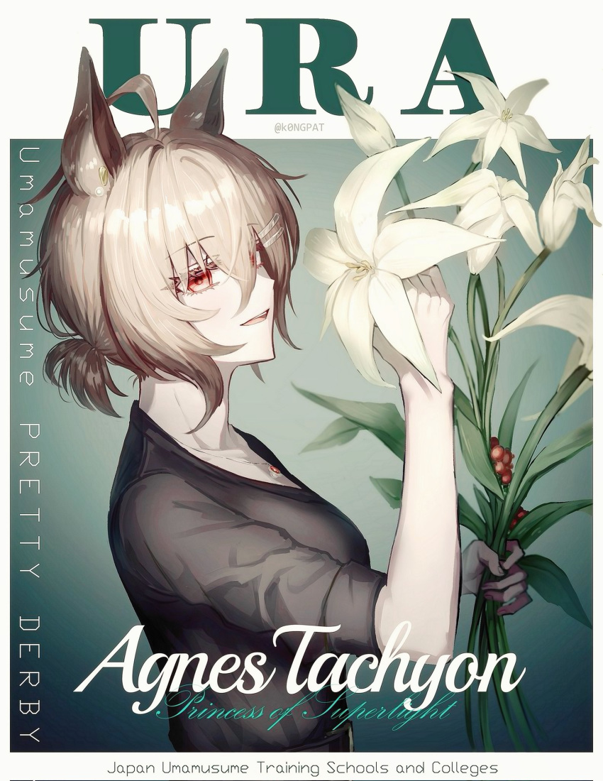 Safebooru - 1girl agnes tachyon (umamusume) ahoge animal ears black shirt brown hair character ...