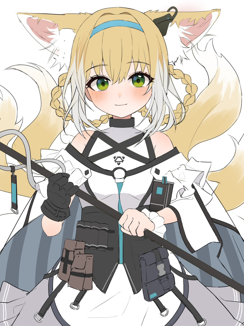 Safebooru - 1girl animal ear fluff animal ears arknights bare shoulders black gloves blonde hair ...
