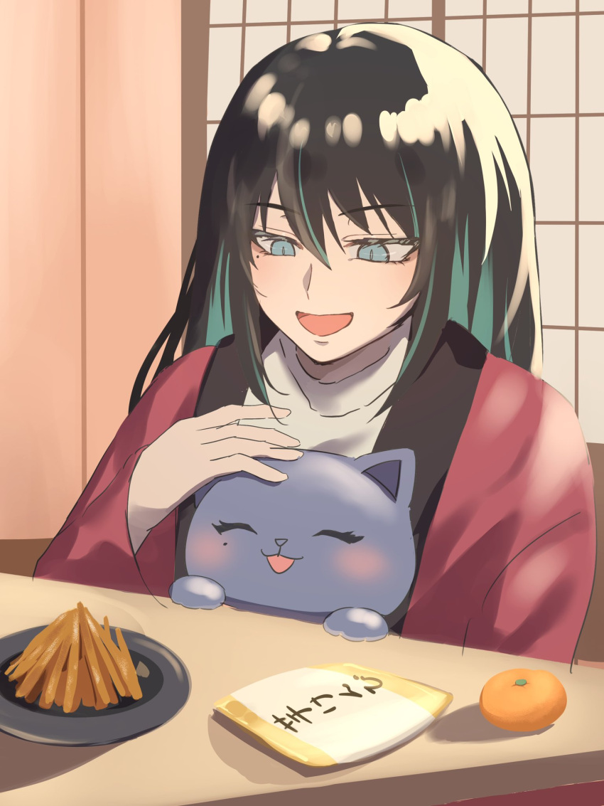 Safebooru - 1girl ado (utaite) adorozatorumary black hair blue eyes blue hair chando (ado ...