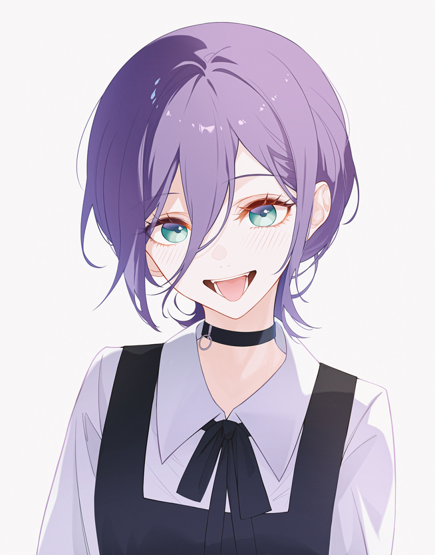 Safebooru - 1girl black choker black dress black ribbon chainsaw man choker collared shirt dress ...