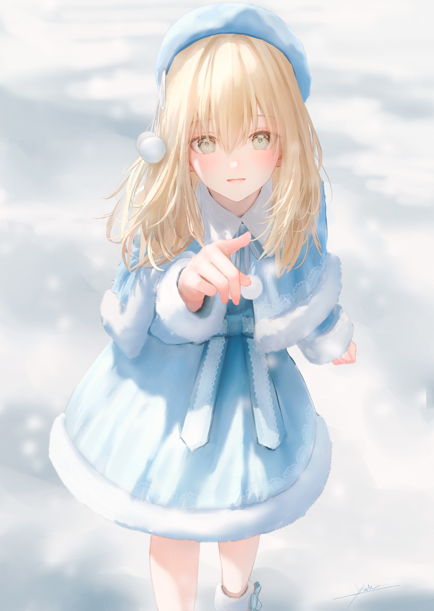 Safebooru 1girl Absurdres Beret Blonde Hair Blue Capelet Blue Dress 0913