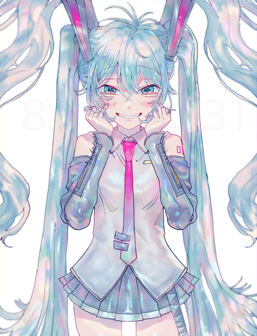 Safebooru - 1girl absurdres aqua eyes aqua hair commentary detached sleeves edera hatsune miku ...