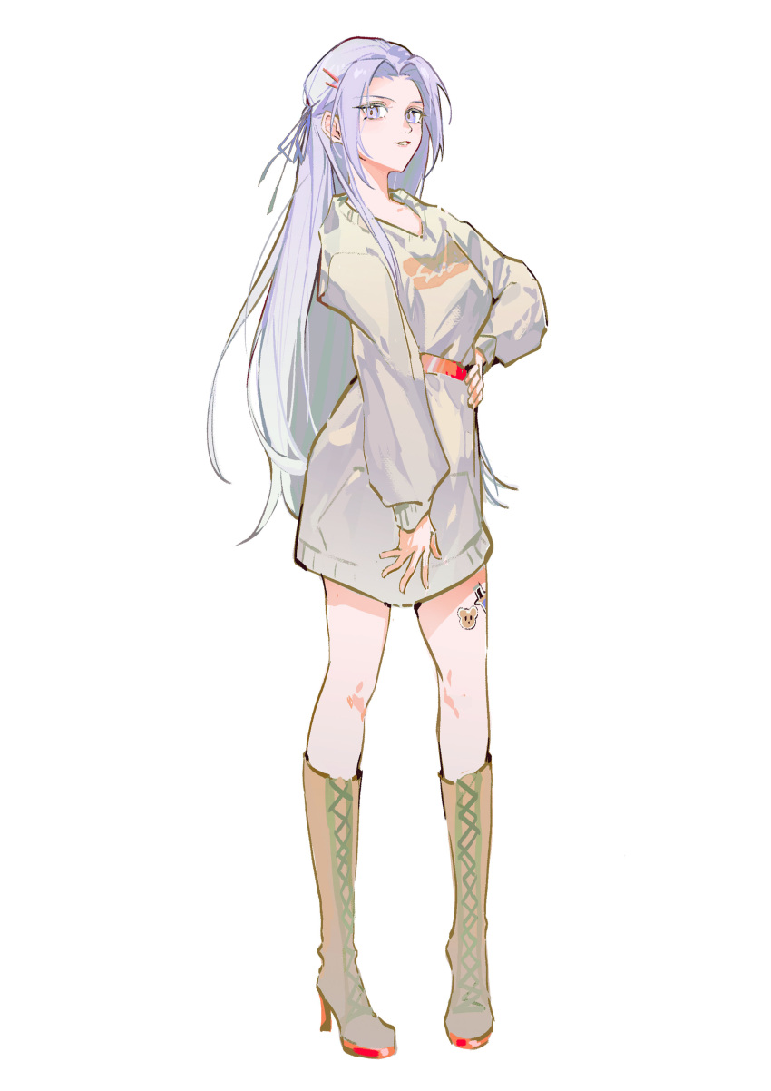 Safebooru - 1girl absurdres alternate costume belt belt around waist boots breasts collarbone ...