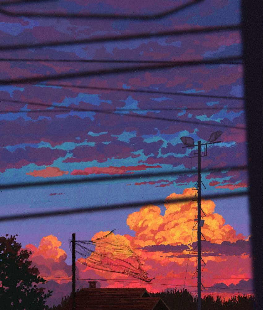 Safebooru Absurdres Building Clouds Cloudy Sky Cuts Evening Fangpeii 5516