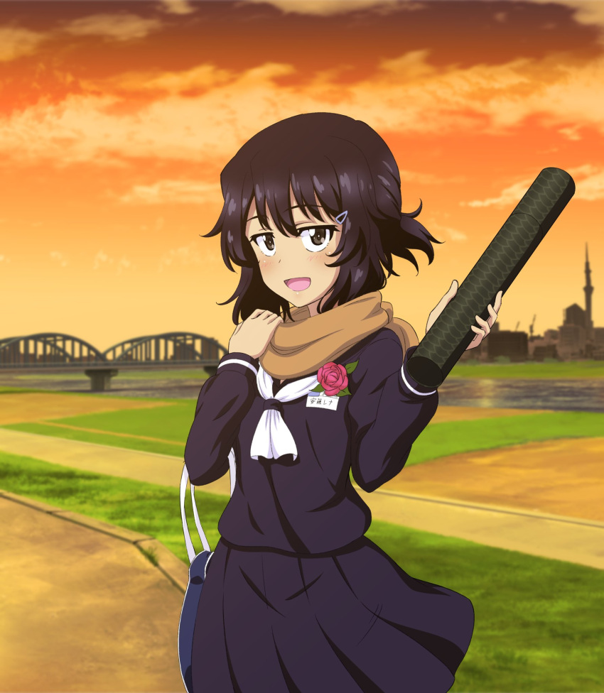Safebooru - 1girl alternate costume andou (girls und panzer) black hair ...