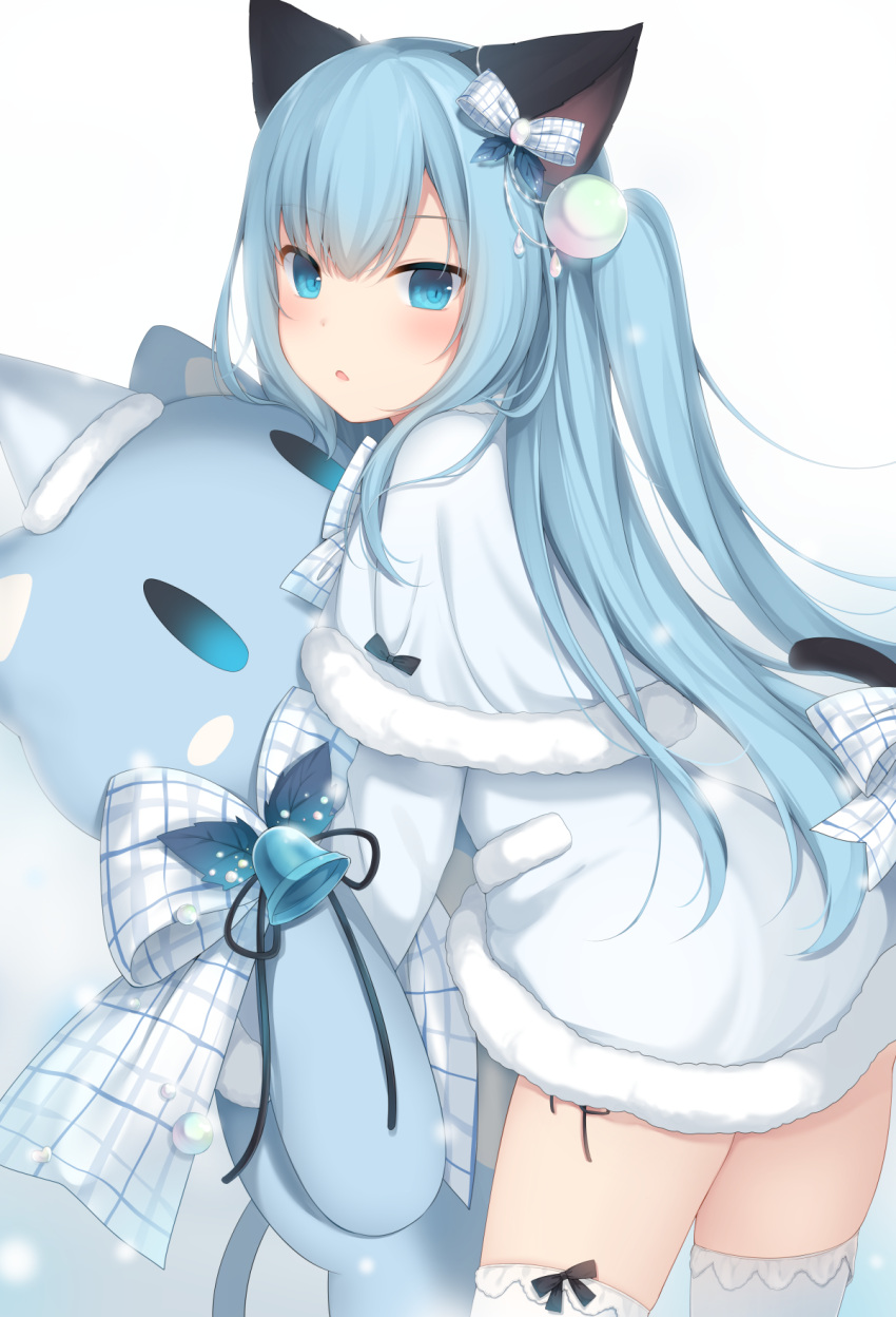 Safebooru - 1girl amashiro natsuki animal ears bangs bauble bell black panties blue eyes blue ...