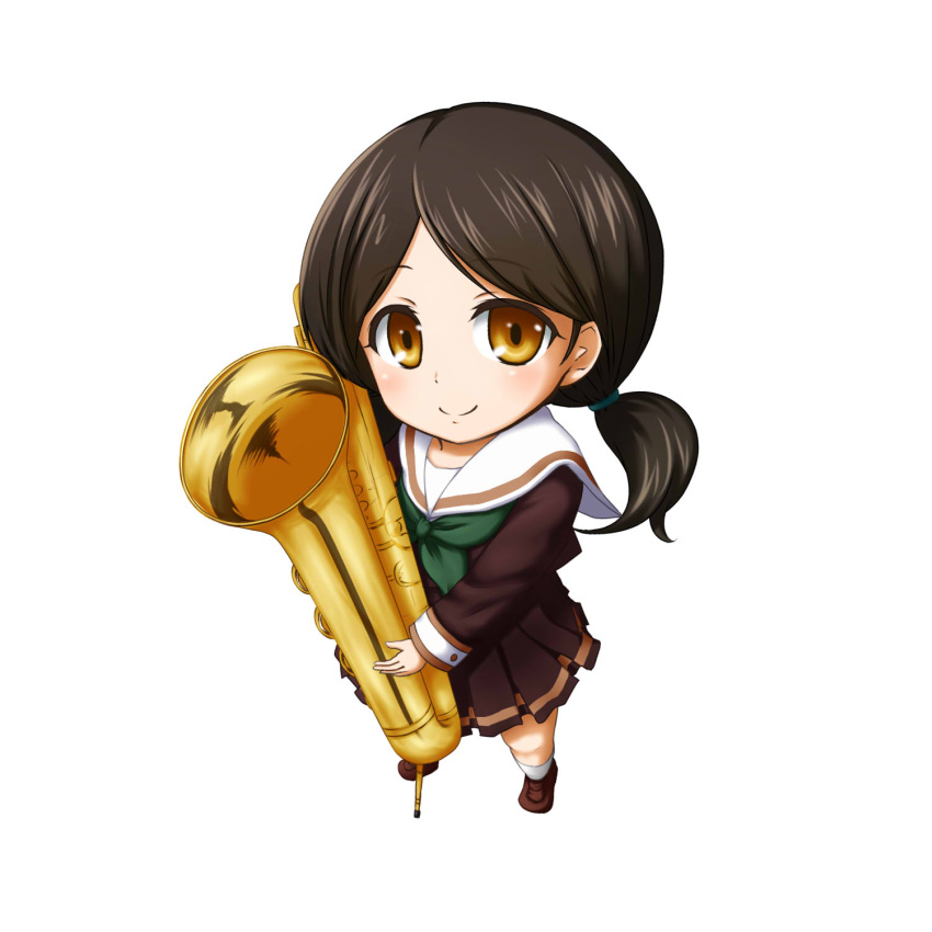 Safebooru - 1girl bangs baritone saxophone brown eyes brown footwear ...