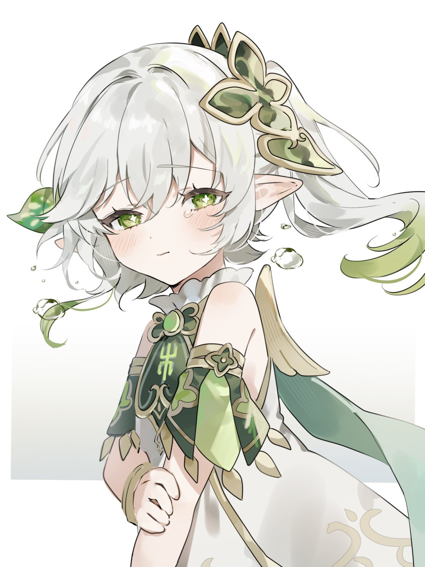 Safebooru - 1girl bare shoulders blush closed mouth commentary detached ...