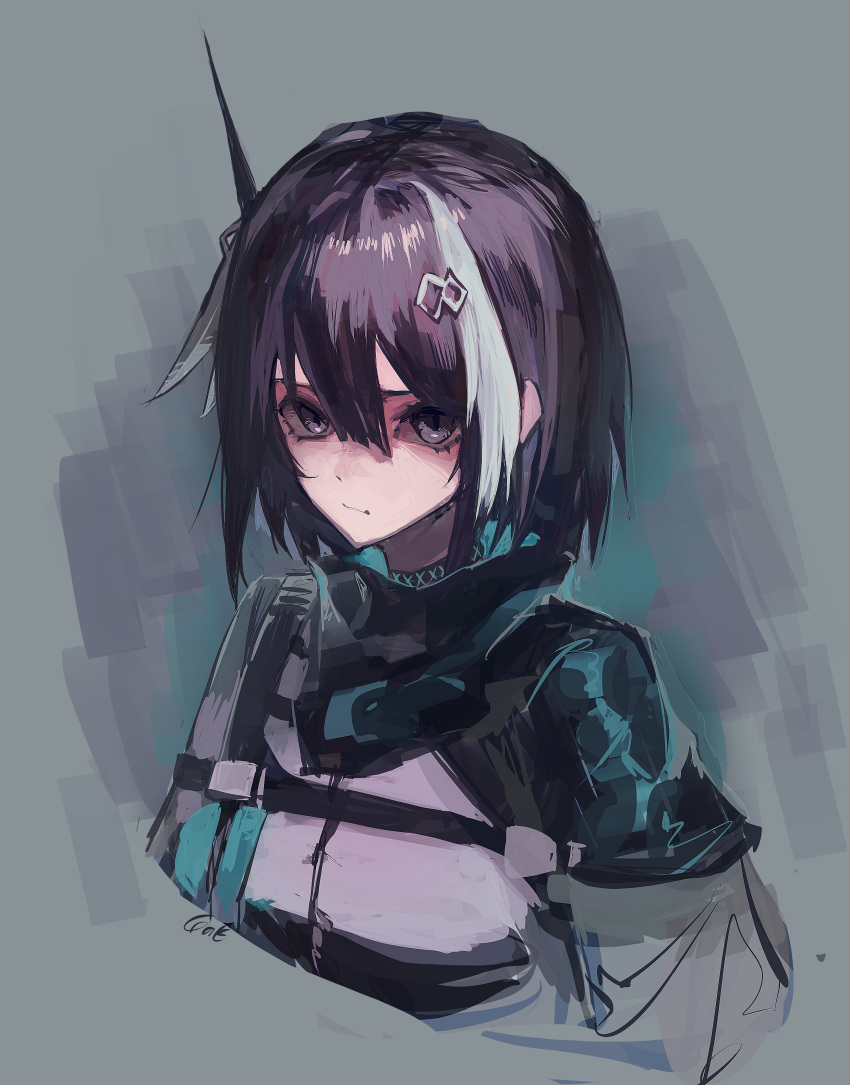 Safebooru - 1girl absurdres alariess arknights black choker black eyes black hair chest harness ...