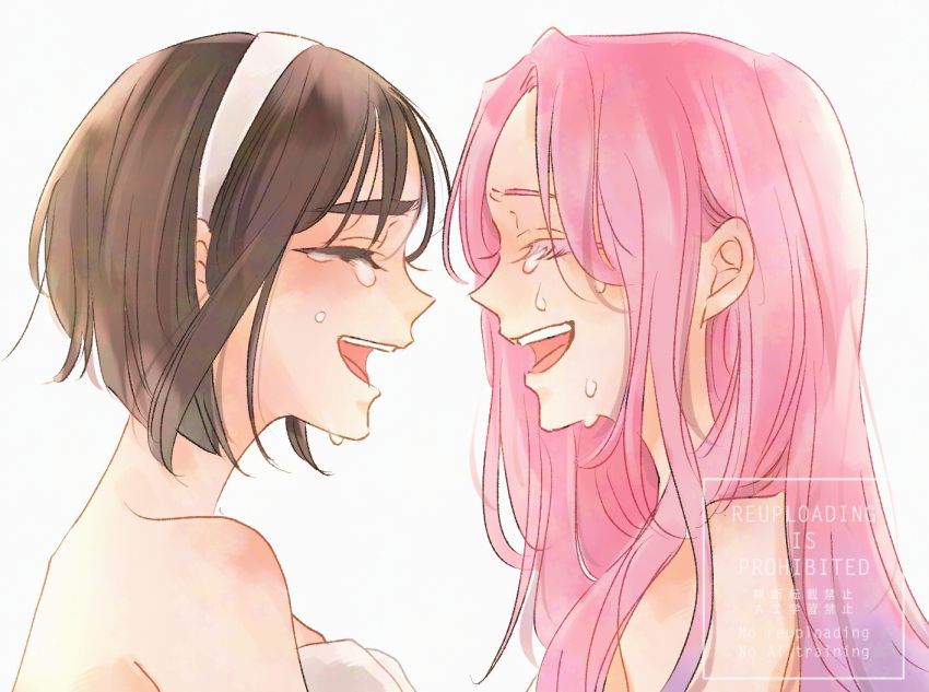 Safebooru - 2girls alien stage black hair bob cut commentary crying from side fujiko (fjkuio ...