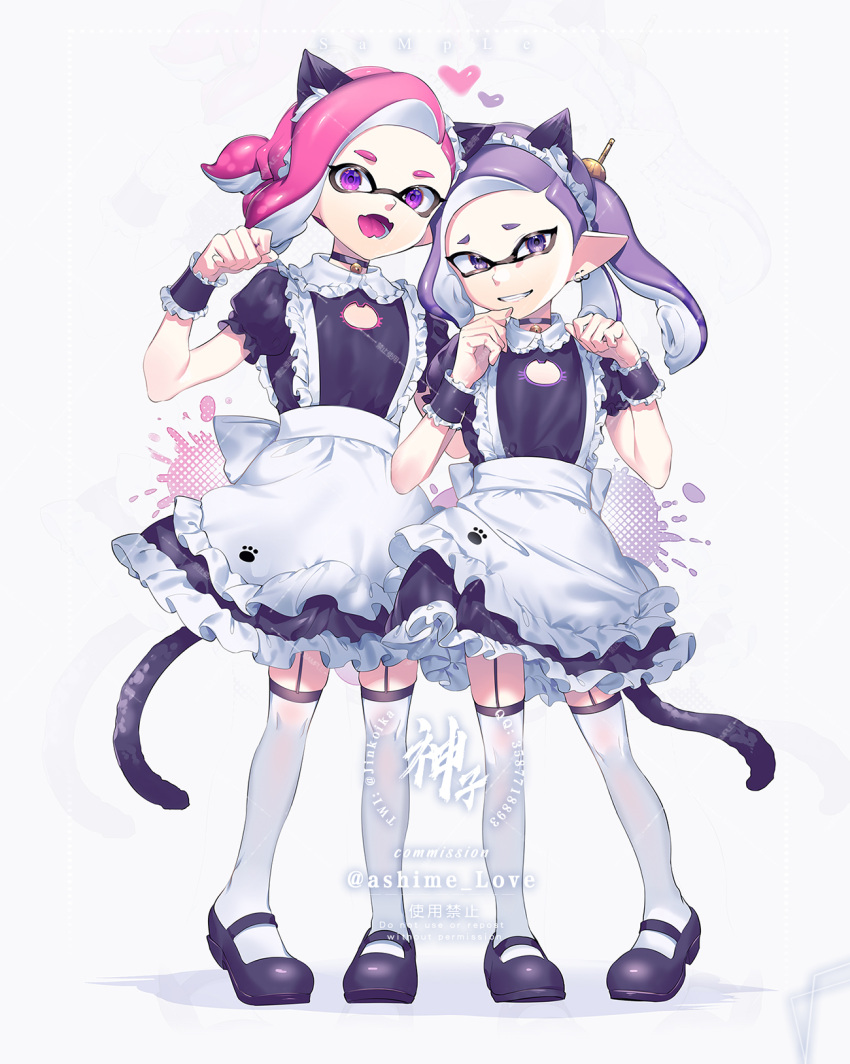 Safebooru - 2girls animal ear fluff animal ears apron artist name ...