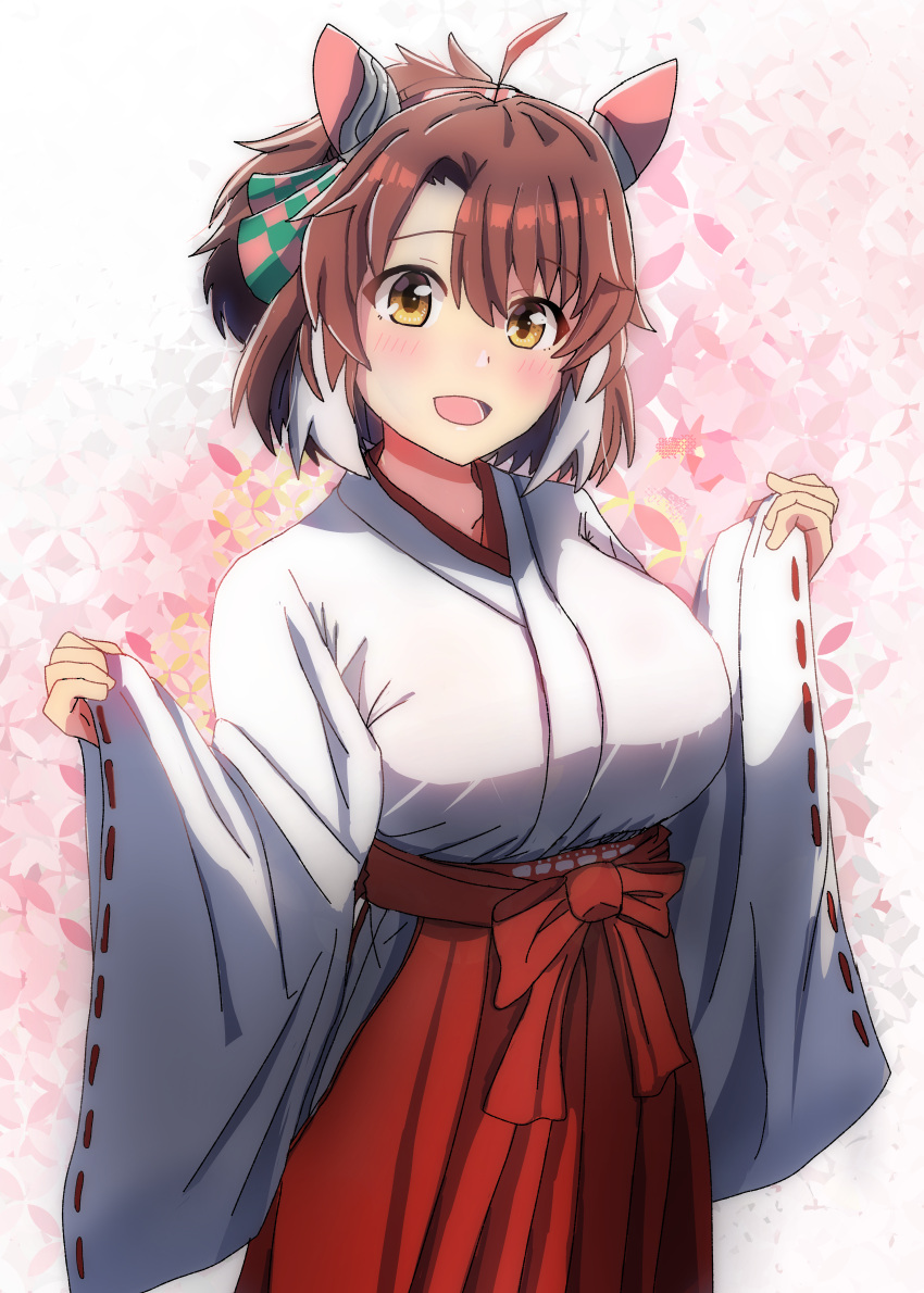 Safebooru - 1girl absurdres ahoge alternate costume animal ears blush breasts brown eyes brown ...