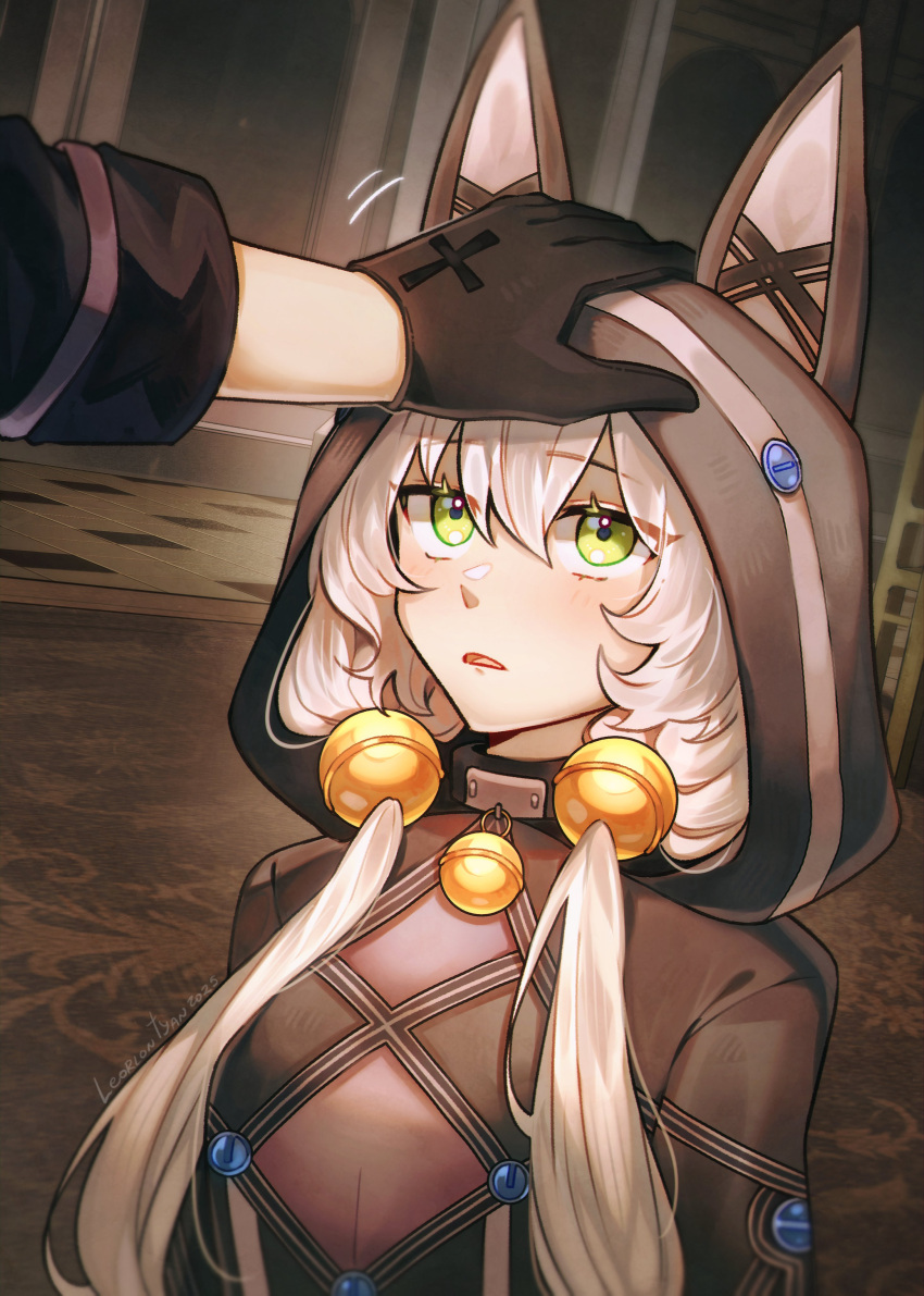 Safebooru - 1boy 1girl absurdres altina orion animal ear hood animal ears bell black gloves ...