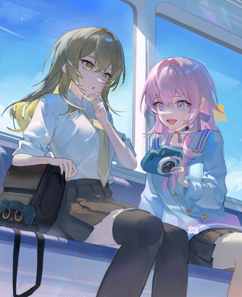 Safebooru - 2girls absurdres alternate costume alternate hair length alternate hairstyle black ...