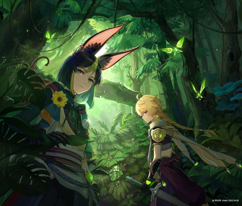 Safebooru - 2boys absurdres aether (genshin impact) ahoge alalen animal ...