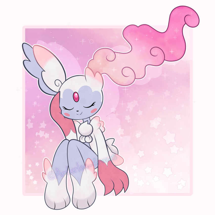 Safebooru - 1other amberlea animal hands audino blush stickers border ...